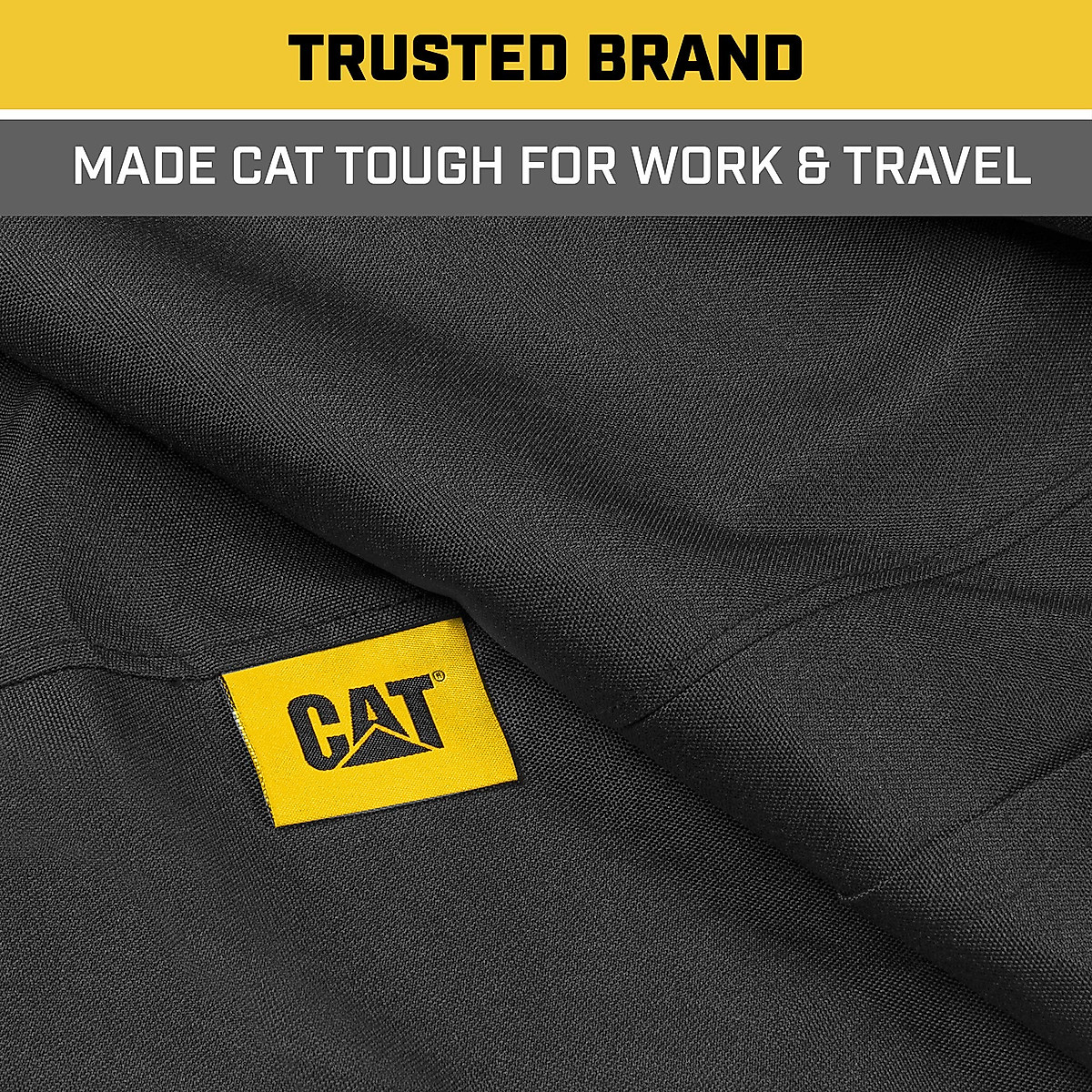 Caterpillar Custom Fit Front Bench Seat Cover with Utility Pockets for Ford F250 / F350 / F450 / F550 (1999-2007) - Durable Black Oxford Super Duty Interior Truck Seat Cover