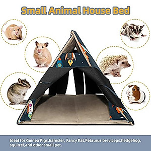 RATGDN Small Pet Hideout Colorful Spaceships Hamster House Guinea Pig Playhouse for Dwarf Rabbits Hedgehogs Chinchillas
