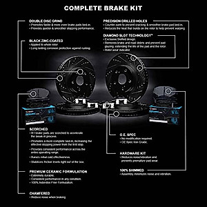 R1 Concepts Front Rear Brakes and Rotors Kit |Front Rear Brake Pads| Brake Rotors and Pads| Ceramic Brake Pads and Rotors |Hardware Kit|fits 2016-2021 Honda Civic