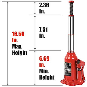 BIG RED 4 Ton (8,000 LBs) Torin Double Ram Welded Hydraulic Car Bottle Jack for Auto Repair and House Lift, Red, ATH80402XR