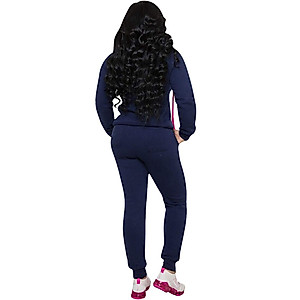 Nimsruc Two Piece Outfits For Women Jogging Suits Workout Pants Sets Casual Long Sleeve Sweatsuit Tracksuit Matching Clothing Dark Blue XXL