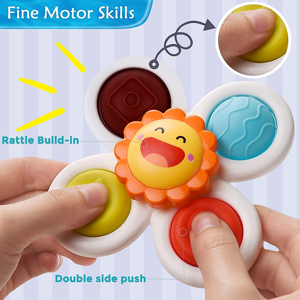 Suction Cup Spinner Infant Baby Toys 12-18 Months, Spinning Top Sensory Toys for Toddlers 1-3 Year Old, Fidget Dimple Toy for Babies, Christmas Birthday Gifts for 1 2 Year Old Boy & Girl Toys