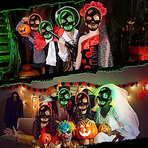 Liliful 2 Pcs Halloween Mask LED Light up Skull Mask Glow in The Dark Scary Spooky Skeleton Mask (Red, Green)