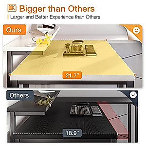 ODK L Shaped Gaming Desk, 61'' Corner Computer Desk with Monitor Stand & Storage Shelf, Sturdy Home Office Desk, Writing Desk Table, Work Desk, White