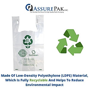 Eco Friendly Thick Reusable T-Shirt Bags - 1/6 BBL - 11.5"X6.5"X21" - 150 Bags - 4.0 Mil - 101 Mic - Clear