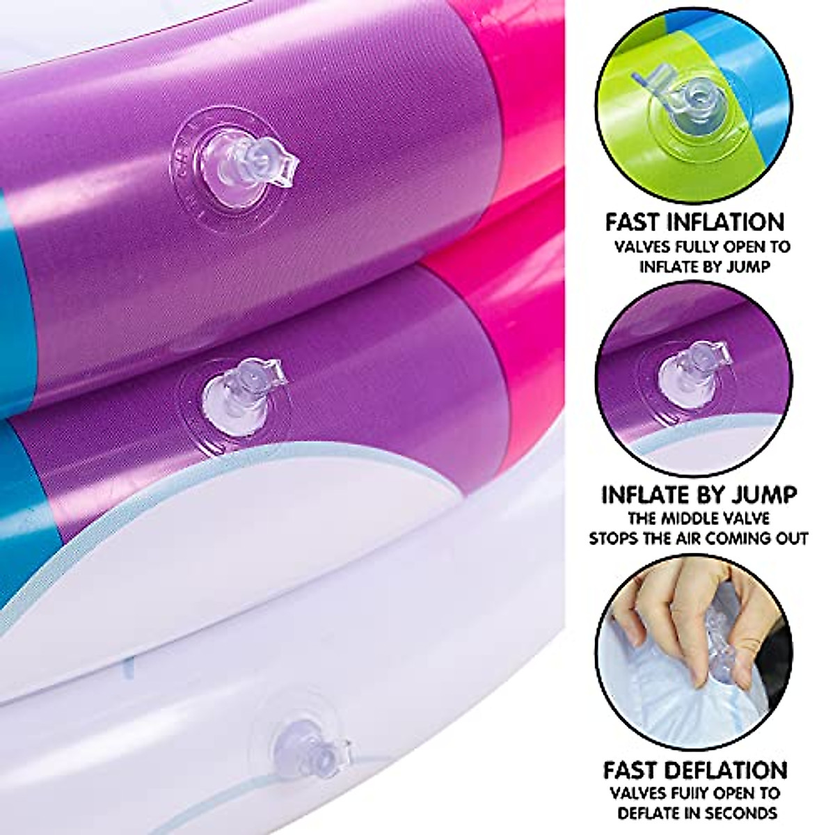 JOYIN Inflatable Kiddie Pool, 2 Pack 47'' Rainbow Unicorn Baby Swimming Pool 3 Ring Swim Pool for Kids, Water Pool for Seasonal Merriment for Ages 3+