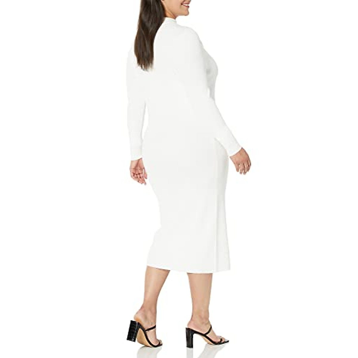 The Drop Women's Chantal Fitted Cutout Rib Midi Sweater Dress, Ivory, S