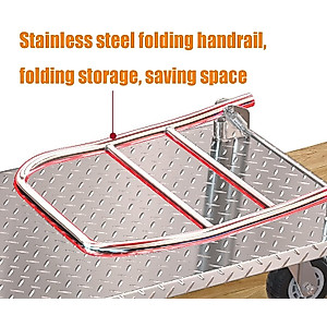Platform Truck Folding Push Cart Steel Flat Handtruck with Wheels Platform Truck Load 350-500 Kg Moving Dolly Cart Mute Flatbed Cart Reliable