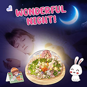 Make Your Own Night Light ,Rabbit DIY Kits,Bunny Toys for Kids Ages 4-8 ,Arts and Crafts Lamp Project for Girls(USB Upgrade Edition),Gifts for 4 5 6 7 8 9 10 Year Old Girl with Greeting Card