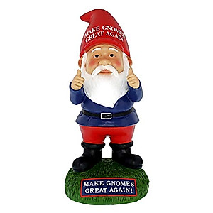 Gnometastic Make Gnomes Great Again Garden Gnome Statue, 9.5 Inches - Indoor or Outdoor Funny Garden Gnomes and Lawn Decoration,