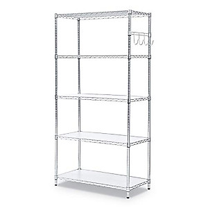 Alera SW653618SR 36 in. x 18 in. x 72 in. Five-Shelf Wire Shelving Kit with Casters and Shelf Liners - Silver