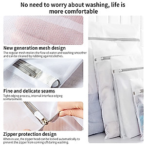 Mesh Laundry Bags for Delicates with Non Rust Zipper(10 Pack)-MDSXO White Delicate Laundry Wash Bags, Easy Fit Bra, Sock,Lingerie,Sneaker,Baby Laundry for Washing Machine Travel Storage[1XL/3L/3M/3S]