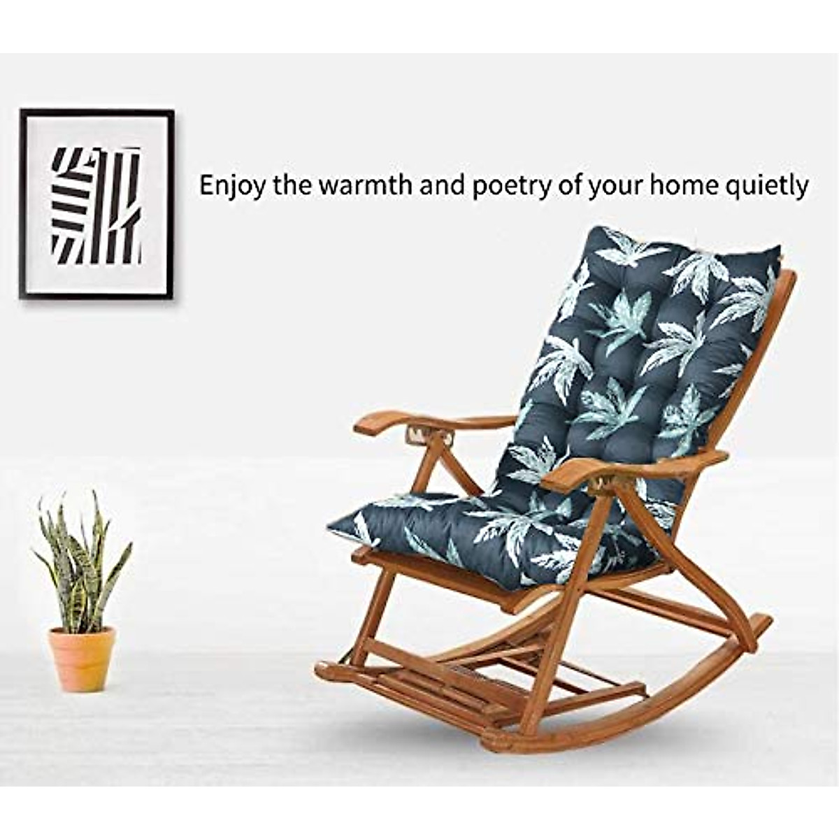 FF Era Non-Slip Rocking Chair Cushion, Sun Lounger Cushion high-Backed Cushion, Thick Extra Large Relaxer Thick seat Cushion Deck Chair Cushion Rocking Chair seat Cushion Garden Cushion (Leaves)