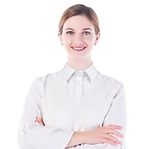 Fake Collar Detachable Dickey Collar Blouse Half Shirts Peter Pan Faux False Collar for Women & Girls Favors, White