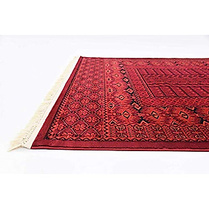 Unique Loom Tekke Collection Over-Dyed Saturated Traditional Torkaman Area Rug, 5 x 8 ft, Red/Black