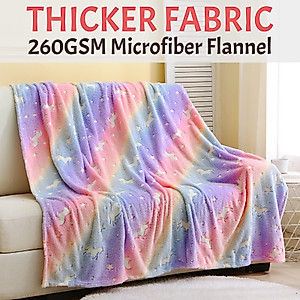 Unicorn Glow in The Dark Blanket Unicorns Gifts for Girls 60"x50" Luminous Rainbow Pink Unicorn Blanket Valentine Easter Christmas Birthday Gifts for Girls 1-12 Year Old Baby Toddler Kid Magic Blanket