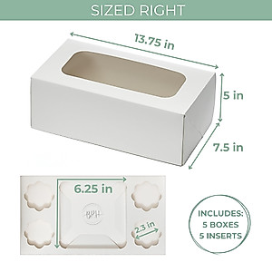 BlackRidge Home Bento Cake Box with Cupcakes - Perfect for Bento Box Cake and Cupcakes, Bento Cake and Cupcake Boxes Combo, 5 Sets: Cupcake and Bento Cake Boxes Fit 4 Regular Cupcakes and Mini Cake.