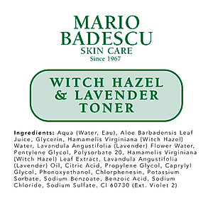 Mario Badescu Alcohol Free Witch Hazel and Lavender Facial Toner for Aging Skin, Infused with Aloe Vera, Face Toner for Combination or Dry Skin, 8 Fl Oz