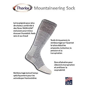 Thorlos Unisex ST Mountaineering Thick Padded Over the Calf Sock, Light Grey, Large