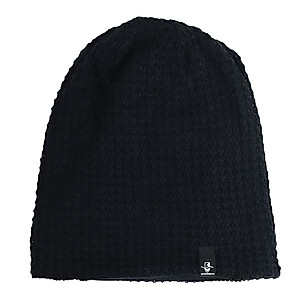 Ruphedy Women Slouchy Beanie Hat Knit Long Baggy Slouch Skull Cap for Winter (Solid-Black)