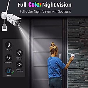 REIGY 3MP WiFi Security Camera System with Floodlight Without Hard Drive, 2K Outdoor Home Surveillance Set 8CH 5MP NVR + 4X 1296P IP Cam, 2-Way Audio Remote View Color Night Vision Motion Detection