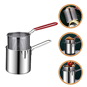 Stainless Steel Deep Frying Pot: Small Deep Fryer Japanese Tempura Fish Fry Pan with Basket Deep Fryer Pot Perfect For Frying Fish Shrimp