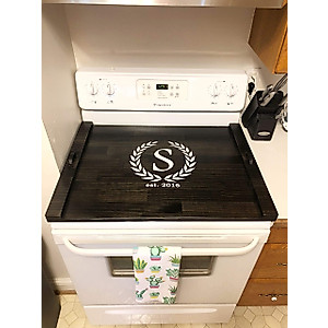 Rustic Stove Top Cover, Wooden Tray For Stove, Monogram Stove Cover, Stove Tray, Decorative Tray