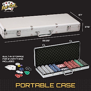 Fat Cat 11.5 Gram Texas Hold 'em Claytec Poker Chip Set with Aluminum Case, 500 Striped Dice Chips