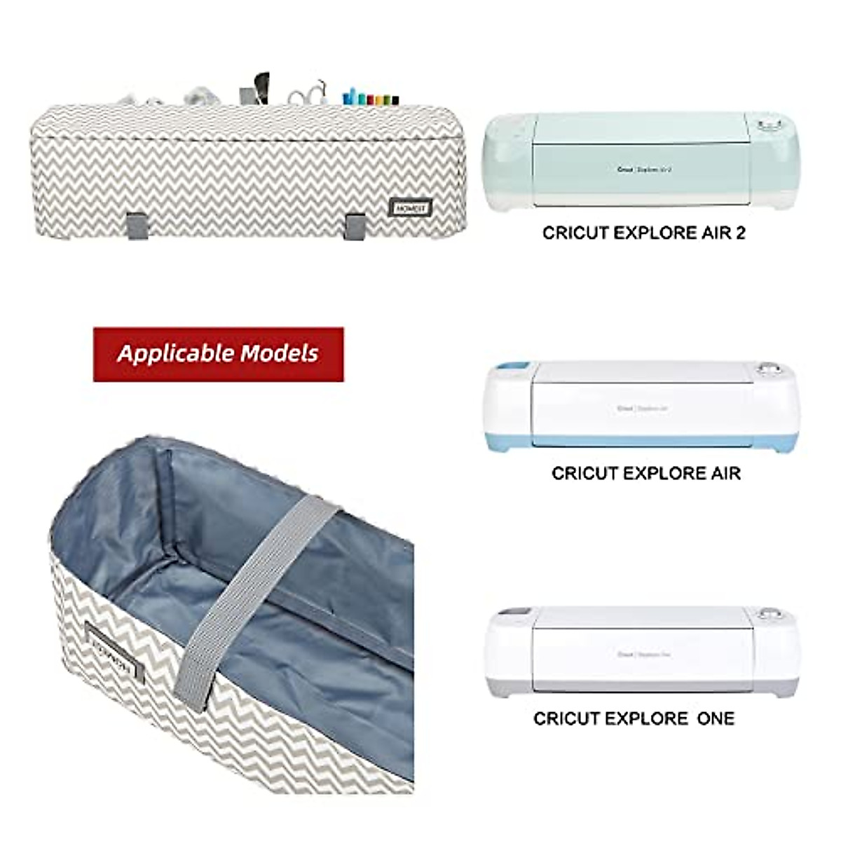 HOMEST Dust Cover with Back Pockets Compatible with Cricut Explore Air 2 and Cricut Explore Air, Ripple (Patent Design)