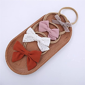 Sugarmelon Baby Nylon Headband with Bows for Newborn Toddler Hair Bow Elastic for Infant Baby Girls Kids Hairbands Accessories Mauve Bubble