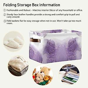 susiyo Storage Baskets for Shelves,Large Closet Baskets with Handles Collapsible Rectangular Canvas Fabric Storage Bin for Home (Purple 2 Pack, 14.2" L×10.2" W×8.3" H)