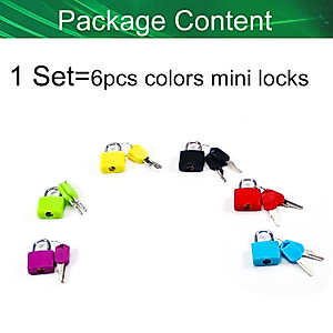 Yinpecly 6PCS Suitcase Locks, Multicolor Luggage Padlocks Set, Lock with Keys, Small Luggage Locks, Mini Locker, Zipper Lock, Tiny Locker Lock for School Gym Backpack Journal Tool Box