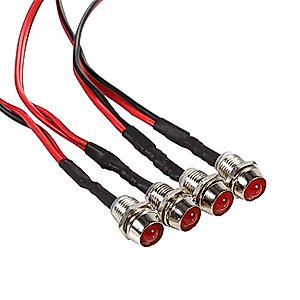 Haosie 4Pcs 12v Green LED Lights Indicator Lights, Flat Head Indicator Signal Lamp with 230mm Cable Length Metal LED Indicator Light for Car Trucks Boats(Red)