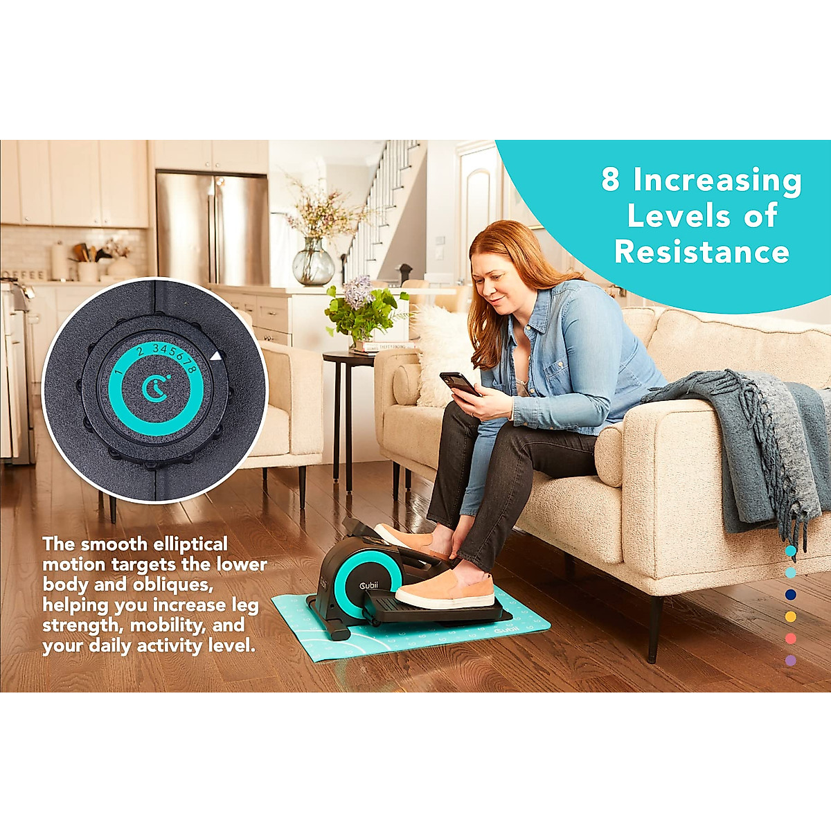 Cubii JR2+, Under Desk Elliptical, Bike Pedal Exerciser, with Bluetooth Fitness Tracker Sync, Work from Home Fitness, Exerciser for Seniors, Desk Exercise