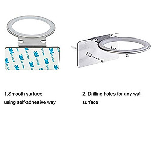 Bathroom Hair Dryer Holder Wall Mount, 3M Self-Adhesive or Drilling Stainless Steel and Rubber Padding Bathroom Organize Stand