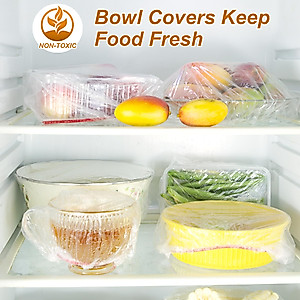 DAOZIJI Plastic Bowl Covers Elastic Reusable Fresh Keeping Bags/100ps, Plastic Food Covers Stretch Reusable, Reusable Bowl Covers for Bread Proofing, Disposable Elastic Bowl Covers for Outside