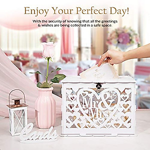 Great Lakes Memories GLM Wedding Card Box With Lock and Key, Card Box for Wedding, Rustic Wedding Decorations for Reception, Wedding Card Boxes for Reception with Lock, Money Box for Wedding (White)