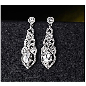 YINLI Austrian Crystal Rhinestone Bridal Wedding Dangle Earrings for Women Fashion Jewelry (Style 06)