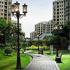 3 Head High Pole Landscape Street Light Aluminum Pole Light Outdoor Waterproof Courtyard Garden Community European Lamp Villa Home Retro Led