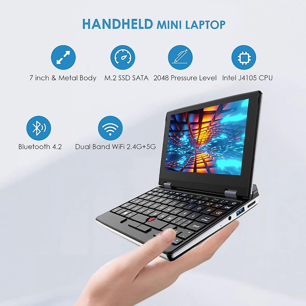Acogedor Mini Laptop, 7.0 inch Mini Laptop Computer, High Speed CPU J4105 12GB , for Windows 11Pro Pocket PC Computer (12G+128G), ACOGEDORTH1EUKQZP2-13