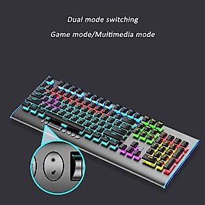 SMSOM Mechanical Gaming Keyboard, LED Rainbow Backlit Wired Keyboard, 104 Keys, Suitable for PC and Desktop Computer