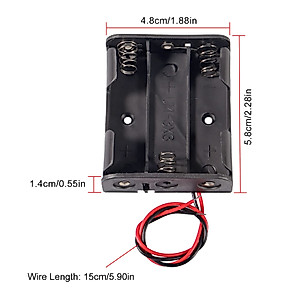 Aobao 6pcs 3 AA Battery Holder 3 X 1.5V 4.5V AA Battery Holder Case Box with Leads Wires