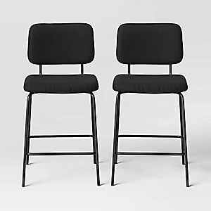 Room Essentials 2pk Square Back Upholstered Counter Height Barstools (Black)