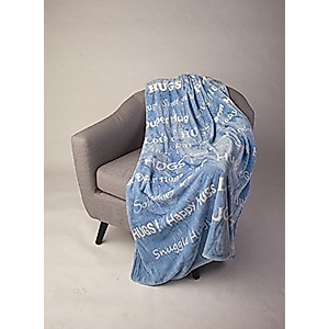 BlankieGram “Hugs” Plush Throw Blanket- Inspired Gift Ideas for The Entire Family, Comfort Gifts, Blue