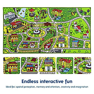 Booooom Jackson Kids Car Carpet Playmat Rug 60"x32",Train Car Rug,Car Mat for Kids Toy Cars,City Kids Car Rug Play Mat,Non Slip Kids Rug for Playroom Bedroom Boys,Children Play Area Rug Cars,Road Rug