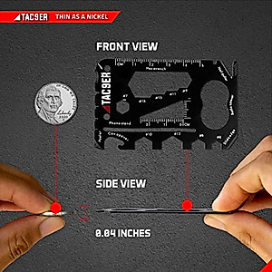 TAC9ER 22-in-1 Credit Card Multitool For Men | Metal Survival Card | Credit Card Knife Wallet Tool | TSA Approved Multitool | Bottle Opener Card
