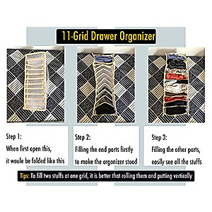 OohuuLife 3 Set Collapsible Cabinet Closet Organizer Storage Boxes Bra Organizer Socks and Underwear Drawer Divider, Cream