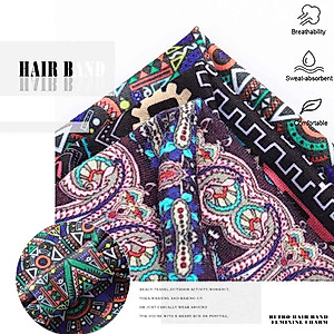 Aceorna Boho Headbands Wide Knotted Hairbands Stretch Printed Head Bands Bohemia Head Wraps for Women 3 Pcs (Set A)