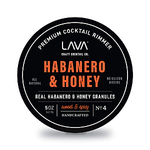 LAVA Premium Habanero & Honey Cocktail Rimmer, All Natural Rimmer Seasoning, Sweet & Spicy, No Silicon Dioxide, with Easy Screw-On Lid - 5oz
