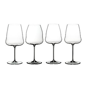 Riedel Winewings Tasting Wine Glass Set (4-Pack) Bundle with Wine Pourer and Large Microfiber Polishing Cloth (3 Items)